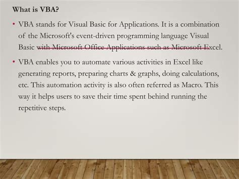 Unit Ii Introduction To Vba Ppt