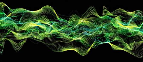 Explore The World Of Dynamic Waveforms Through Abstract Green And Yellow Light Patterns Aig62