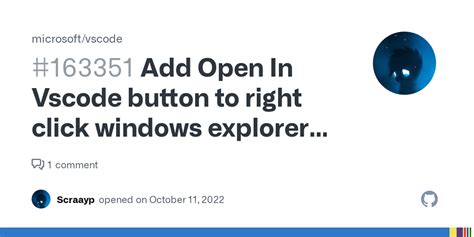 Add Open In Vscode Button To Right Click Windows Explorer W11 · Issue 163351 · Microsoftvscode