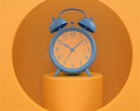 Abstract Scene Or Podium With Alarm Clock On Monochrome Background Stock Illustration