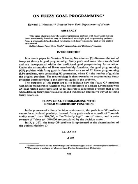 Fuzzy Goal Programming Pdf Function Mathematics Matrix