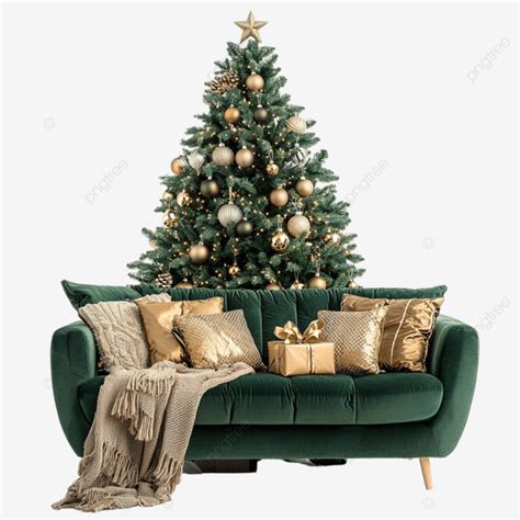 소파와 장식품이 있는 축제 크리스마스 트리 크리스마스 트리 침상 장식물 Png 일러스트 및 이미지 에 대한 무료 다운로드 Pngtree