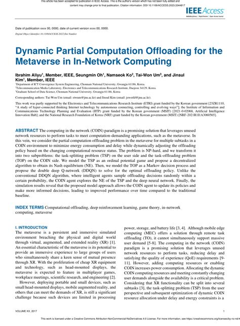 Pdf Dynamic Partial Computation Offloading For The Metaverse In In