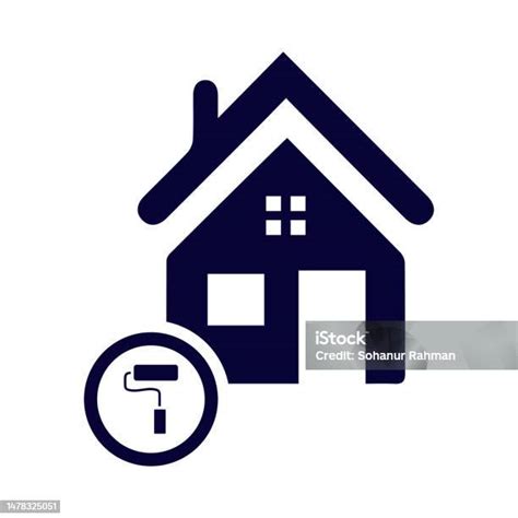 집 집 그림 브러쉬 롤 브러쉬 페인팅 브러쉬 집 페인팅 아이콘 개선에 대한 스톡 벡터 아트 및 기타 이미지 개선 단순함 리노베이션 Istock