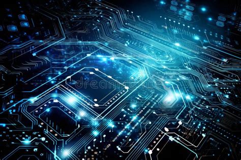 Futuristic Blue Quantum Circuit Board Background Ai Generative Stock Illustration