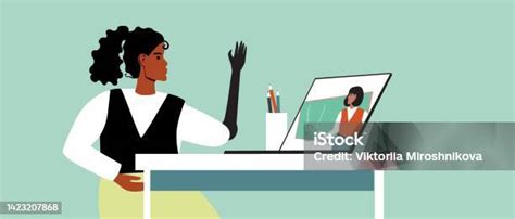 여학생 또는 장애인 소녀 학생 노트북에 현대 도서관 평면 데스크톱 일러스트 레이 션 가상현실에 대한 스톡 벡터 아트 및 기타 이미지 가상현실 개념 건강관리와 의술