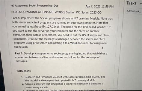 17 Assignment Socket Programming Due Apr 7 2023