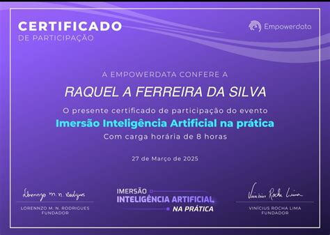 Venho Compartilhar Minha Participação No Evento Imersão Inteligência… Raquel Ferreira Silva