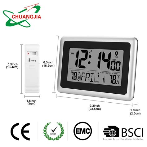 Digital Atomic Wall Clock Auto Set Atomic Clock With Indoor Outdoor