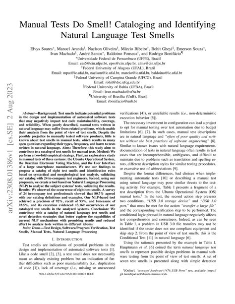 Manual Tests Do Smell Cataloging And Identifying Natural Language Test Smells Deepai