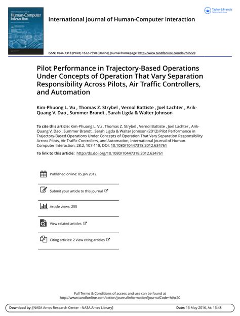 Pdf Pilot Performance In Trajectory Based Operations Under Concepts Of Operation That Vary