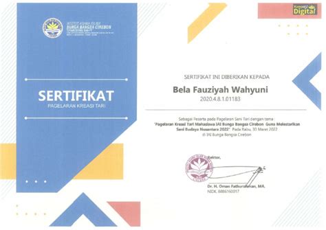 Sertifikat Pagelaran Tari Mahasiswa Iai Bbc Pdf