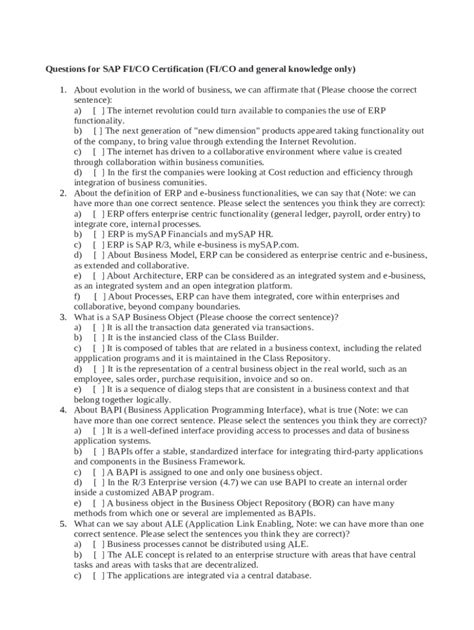 SAP FI Certification Sample Questions And Answers Set Doc Template PdfFiller