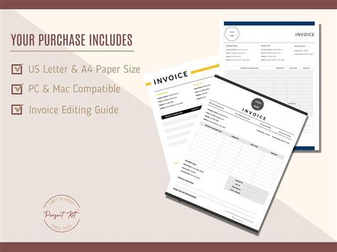 Invoice Template Word Invoice Template Download Editable Etsy