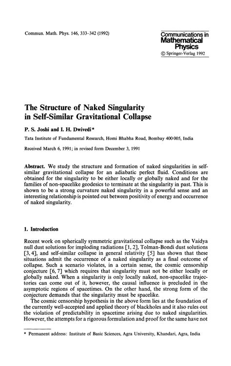 Pdf The Structure Of Naked Singularity In Self Similar Gravitational