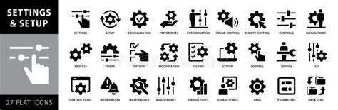 Setup And Settings Vector Icon Set Management Options Configuration