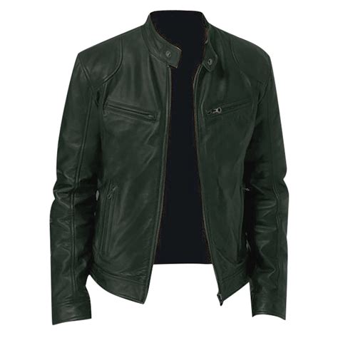 Snnmblm Leather Jacket Men Real Lambskin Cafe Racer Biker Style
