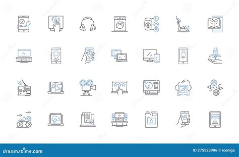 Data Security Line Icons Collection Encryption Authentication Firewall Intrusion Malware