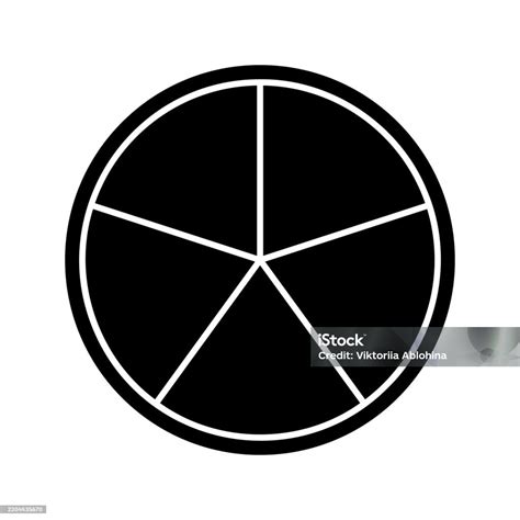 검은 원은 흰색 배경에 고립 된 5 개의 분수로 나뉩니다 둥근 모양은 5 개의 동일한 부분으로 자릅니다 간단한 원형 다이어그램 통계 휠 파이 또는 도넛 차트 벡터 일러스트