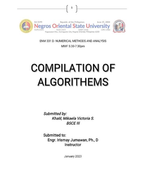 Khalil Mikaela Compilation Of Algorithems Pdf Pdf Regression Analysis Integral