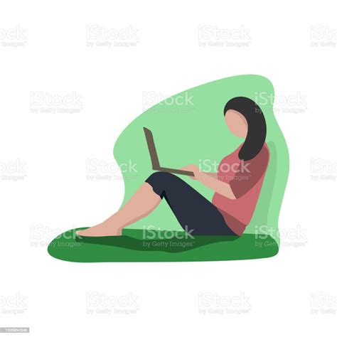 소녀는 노트북으로 집에서 일합니다 홈 오피스 젊은 여성은 집에서 공부합니다 집이나 프리랜서에서 일하십시오 플랫 스타일 벡터