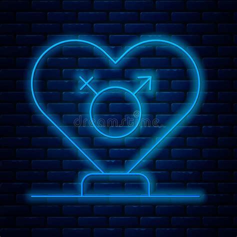 Glowing Neon Line Gender Icon Isolated On Brick Wall Background
