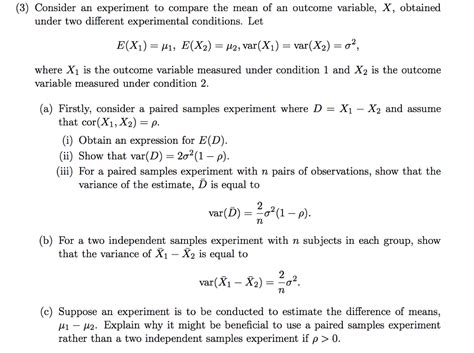 Solved Consider An Experiment To Compare The Mean Of An