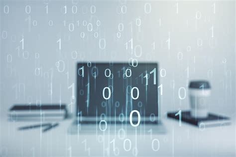 Premium Photo Creative Abstract Binary Code Hologram On Modern
