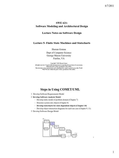 Swe 621 Software Modeling And Architectural Design Lecture Notes On