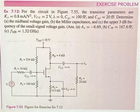 solved exercise problem ex 7 12 for the circuit in figure