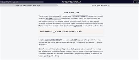 Основи Node та Express Робота з файлами у форматі Html Javascript The Freecodecamp Forum