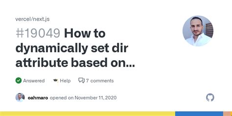 How To Dynamically Set Dir Attribute Based On Locale In Nextjs 10 · Vercel Nextjs · Discussion