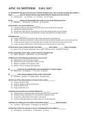 APSC MIDTERM QUESTIONS ONLY Pdf APSC MIDTERM FALL Compared To The Age Of The