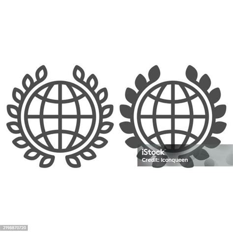 나뭇잎 분기선 와 단색 아이콘 세계 정의 개념 있는 지구본 벡터 그래픽 흰색 배경에 나뭇잎 가지가 있는 행성 모바일 또는 웹 디자인용 윤곽선 스타일 아이콘 0명에 대한 스톡