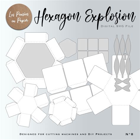 HEXAGON EXPLOSION Box SVG Download Immediato File Per Etsy Etsy Cartoncini Cartoncino Colorato
