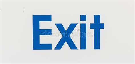 White Exit Sign With Blue Letters Stock Illustration Illustration Of America White