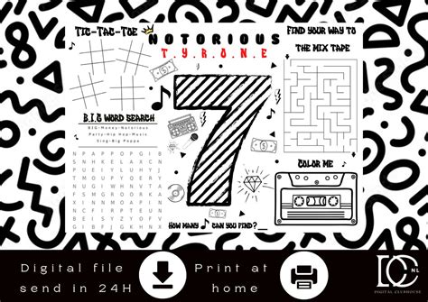 Activity Sheet Notorious Big Etsy