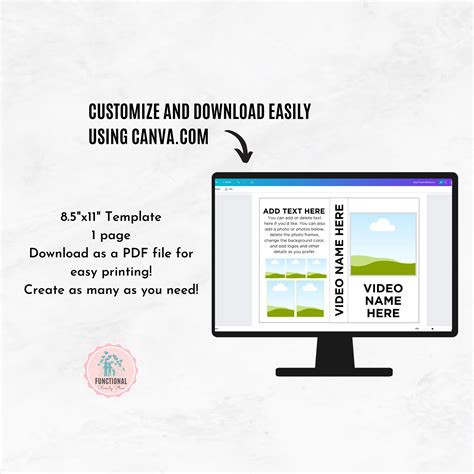 Vhs Cover Template Printable Vhs Box Label Printable Video Etsy