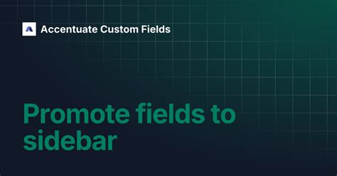 Promote Fields To Sidebar Accentuate Custom Fields