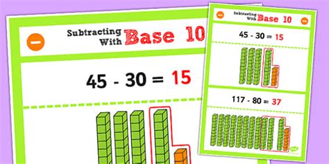 Year 2 Subtracting 2 Digit Numbers And Tens Using Base Ten Poster