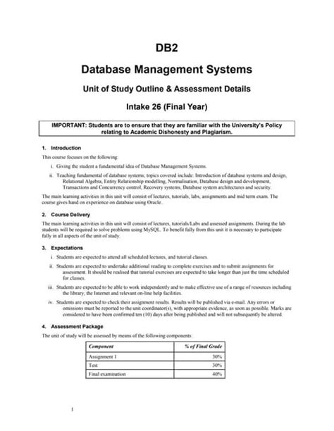 Course Outline 2012 Pdf Databases Computer Software And Applications