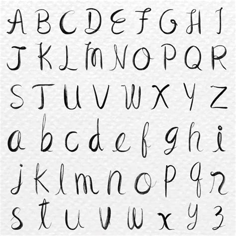 필기체 서예 알파벳 글꼴 타이포그래피 벡터 무료 벡터