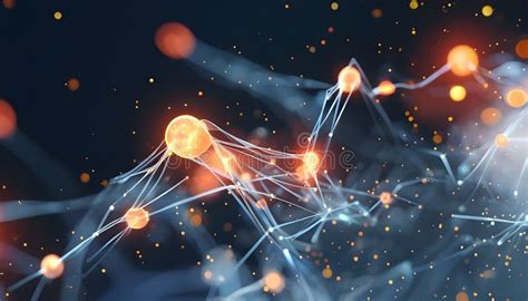 Flowing Neural Network With Glowing Nodes Connecting And Disconnecting Stock Illustration