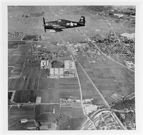 Grumman F6f 5n Hellcat Fighter Over Kakogawa Japan