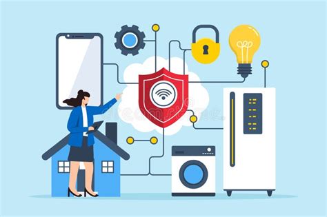 Flat Illustration Of Woman Managing Iot Security Internet Of Things