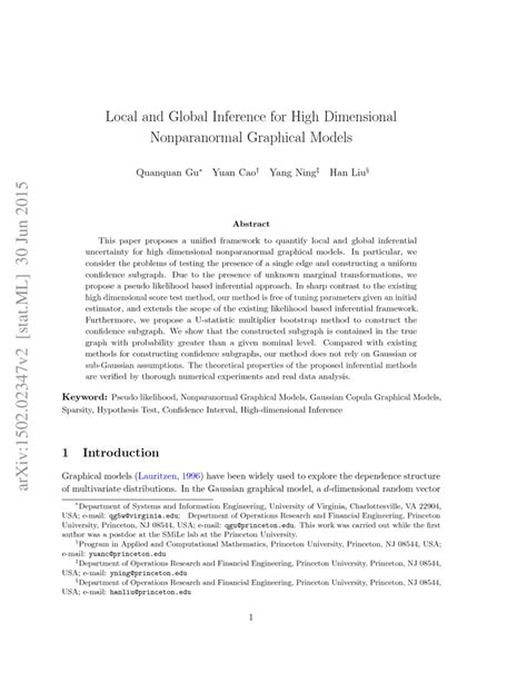 Local And Global Inference For High Dimensional Nonparanormal Graphical Models Deepai