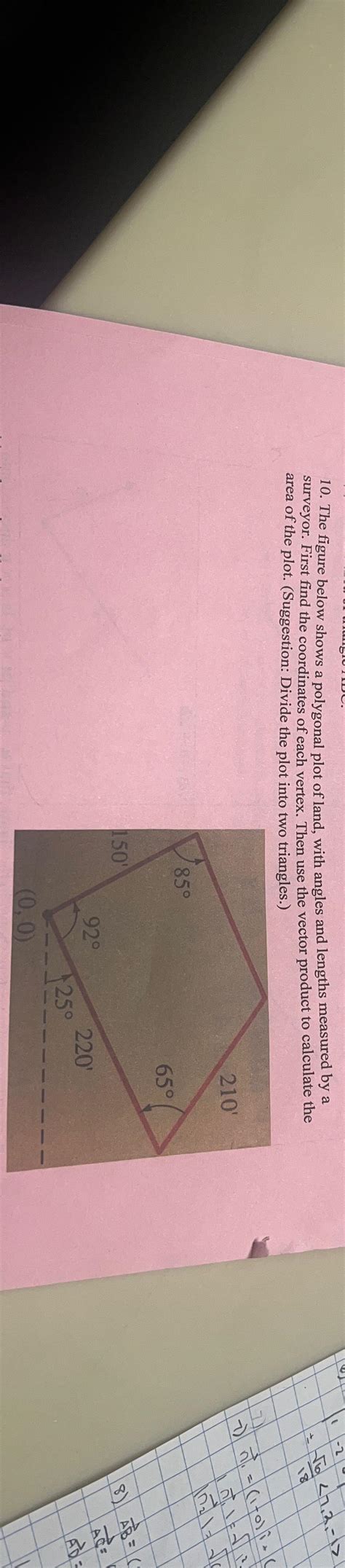 Solved The Figure Below Shows A Polygonal Plot Of Land With