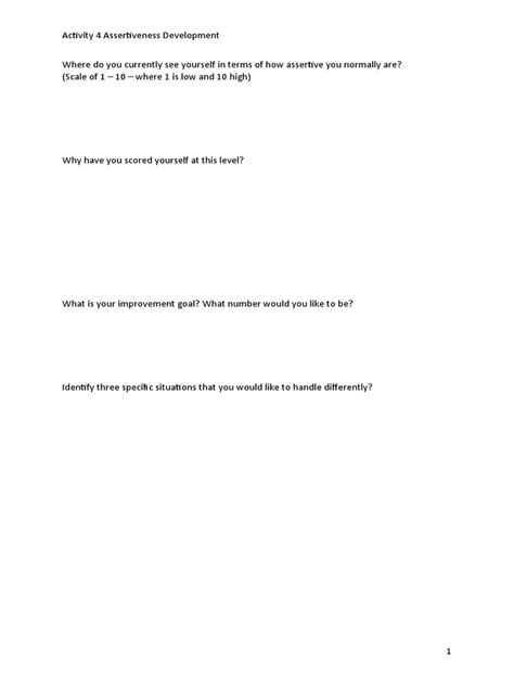 258 Activity Sheet 4 Assertiveness Development Pdf