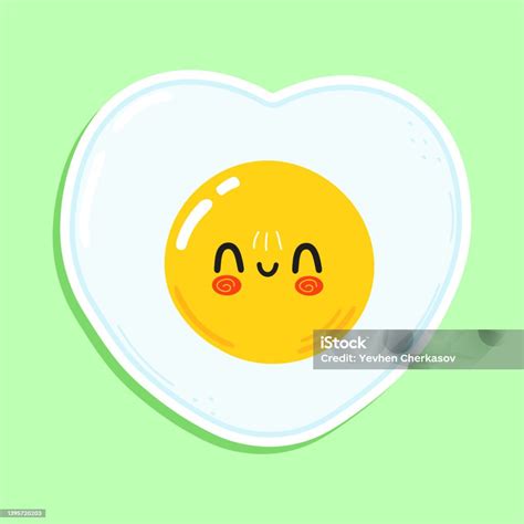 귀여운 재미있는 튀긴 계란 스티커 캐릭터 벡터 손으로 그린 만화 카와이 캐릭터 일러스트 레이 션 아이콘 흰색 배경에 고립되어