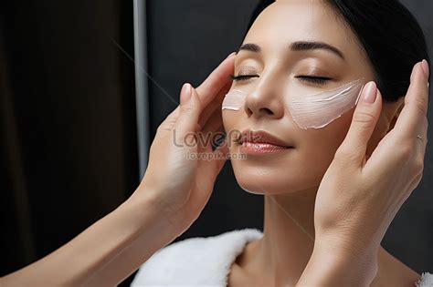 얼굴 관리를하는 중년 여성 사진 무료 다운로드 Lovepik